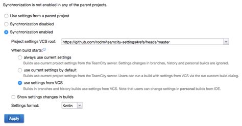 Teamcity Versioned Settings With Kotlin