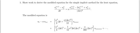 Show Work To Derive The Modified Equation For The