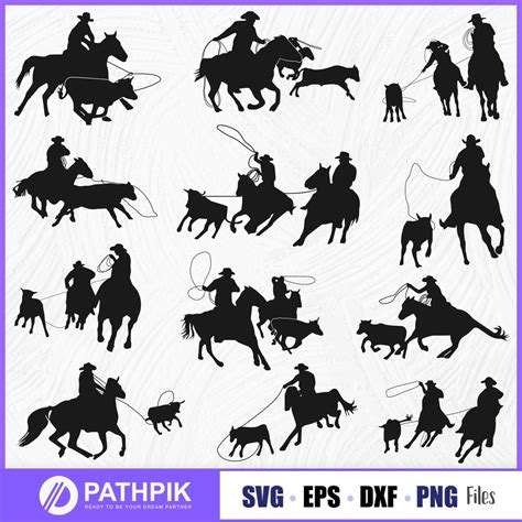 Team Roping Rodeo Ranch Svg Design Team Roping Clipart Cattle Roping