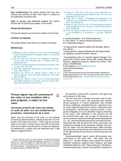 Pdf Primary Signet Ring Cell Carcinoma Of The Colon A Rare Condition