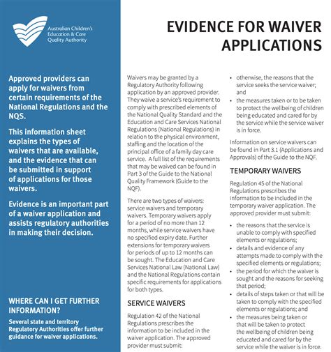 Acecqa Information Sheet Evidence For Waiver Applications Early Education Leaders Peer Network