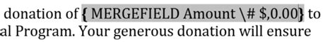 fix the formatting of an excel mail merge field in a word document