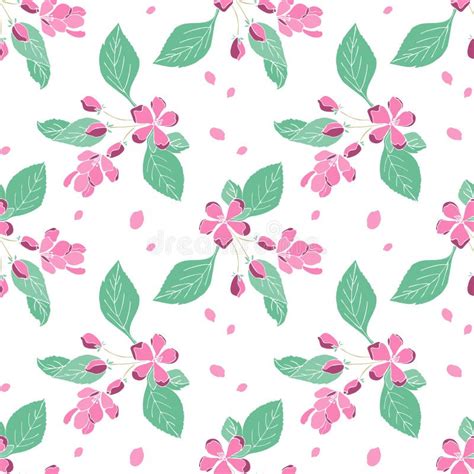 Cherry Blossom Branch With Hand Drawn Sakura Flower Sakura Pattern Stock Illustration