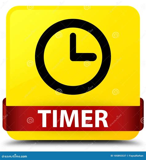 Timer Yellow Square Button Red Ribbon In Middle Stock Illustration Illustration Of Symbol