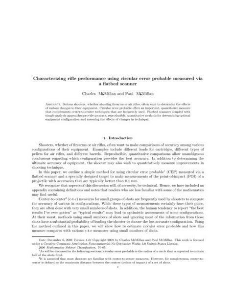 Characterizing Rifle Performance Using Circular Error Probable