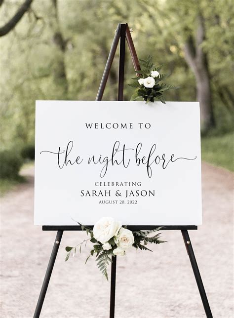Welcome To The Night Before Sign Rehearsal Dinner Welcome Etsy