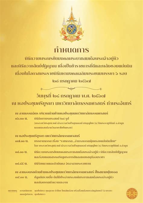 เนื่องในโอกาสพระราชพิธีมหามงคลเฉลิมพระชนมพรรษาพระบาทสมเด็จพระเจ้าอยู่หัวครบ ๖ รอบ ๗๒ พรรษา ๒๘