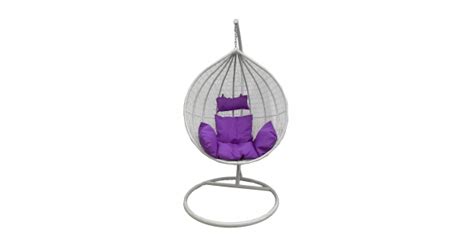 საქანელა სავარძელი Sc 001 თეთრი იასამნისფერი ბალიშით