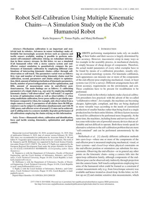 Pdf Robot Self Calibration Using Multiple Kinematic Chains—a Aagciirccvutczwp Content