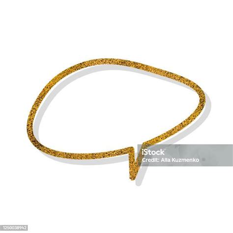 벡터 스피치 버블과 황금 글리터 효과 흰색 배경에 고립 된 빛나는 금 배너 만화 일러스트레이션 템플릿 프레임입니다 손으로 그리기 스타일 대화 구름 0명에 대한 스톡 벡터