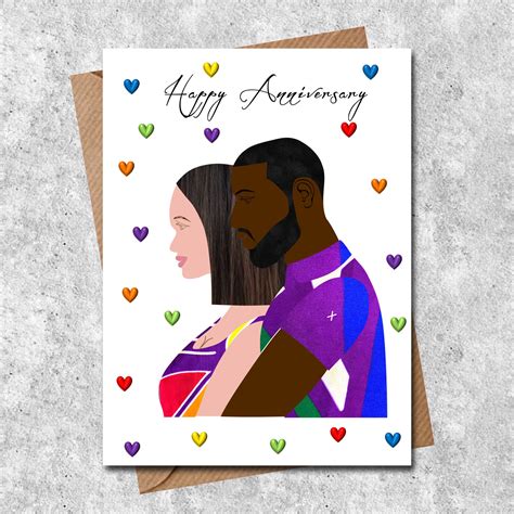 Interracial Couple Card Black Man White Woman Anniversary Congrats