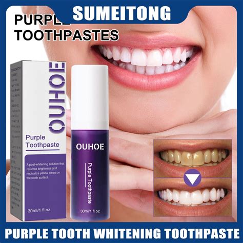 Ouhoe Purple Teeth Whitening Toothpaste Remove Plaque Stains Oral