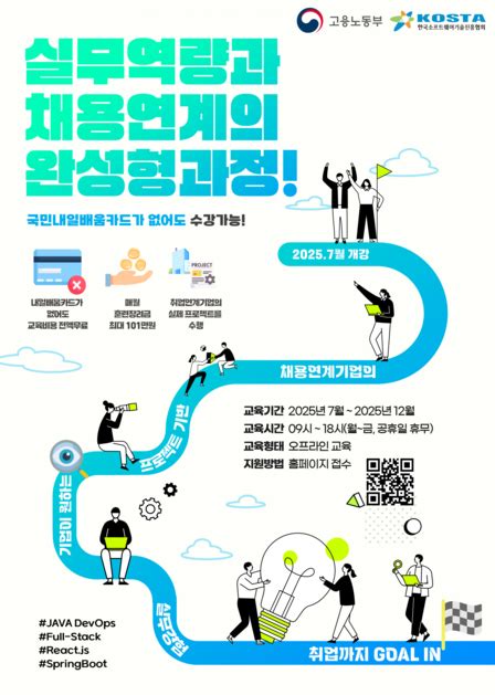 Sw기술협 2025년 7월 개강 실무역량과 채용연계의 개발자 양성과정 모집중 Kosta 한국소프트웨어기술진흥협회