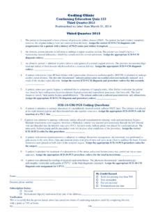 Coding Clinic Continuing Education Quiz 133 Third Coding Clinic Continuing Education Quiz