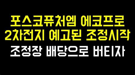 포스코퓨처엠 에코프로비엠 에코프로 2차전지 조정시작되었나 다음 주도주는 Youtube
