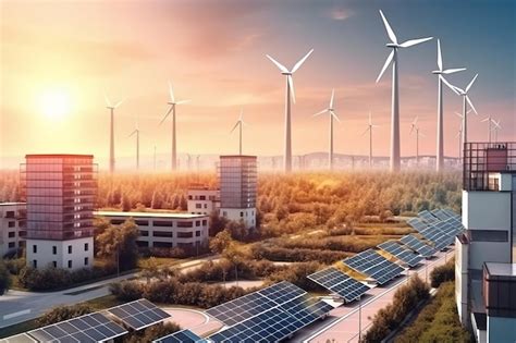 Premium Ai Image Wind Turbines In The Sunset Generative Ai