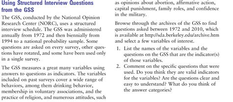 using structured interview questions from the gss
