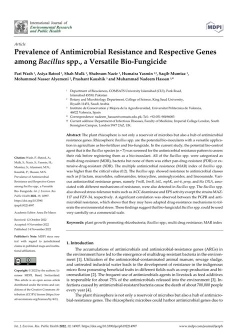 Pdf Prevalence Of Antimicrobial Resistance And Respective Genes Among
