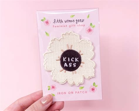 Kick Ass Patch Iron On Embroidered Patch Flower Cute Floral Etsy