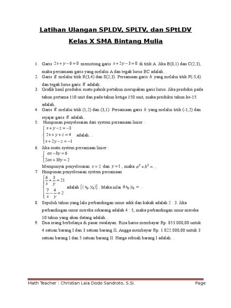 Sistem Persamaan Linear Tiga Variabel Website Brilliant Bimbel