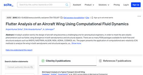 Flutter Analysis Of An Aircraft Wing Using Computational Fluid Dynamics [scite Report]