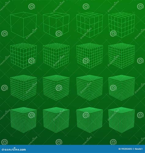 Wireframe Mesh Cube Stock Vector Illustration Of Line 99285405