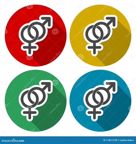 Sistema De Sex Symbol Masculino Y Femenino Con La Sombra Larga