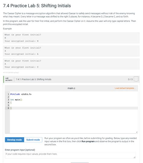 solved 7 4 practice lab 5 shifting initials the caesar
