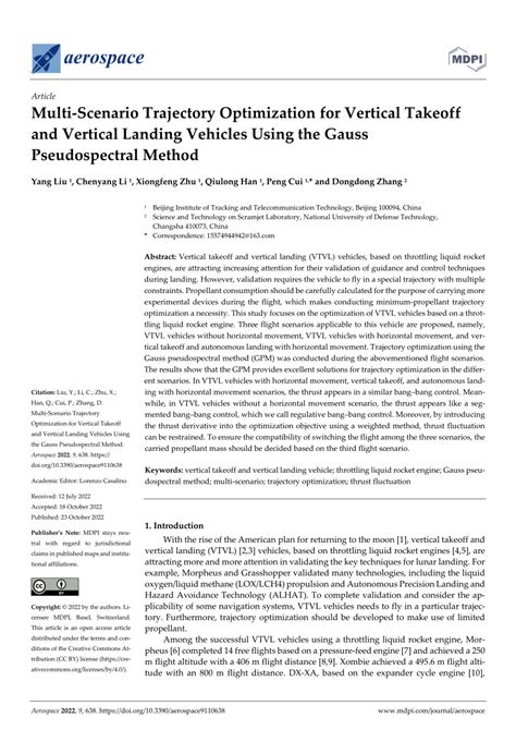 Pdf Multi Scenario Trajectory Optimization For Vertical Takeoff And