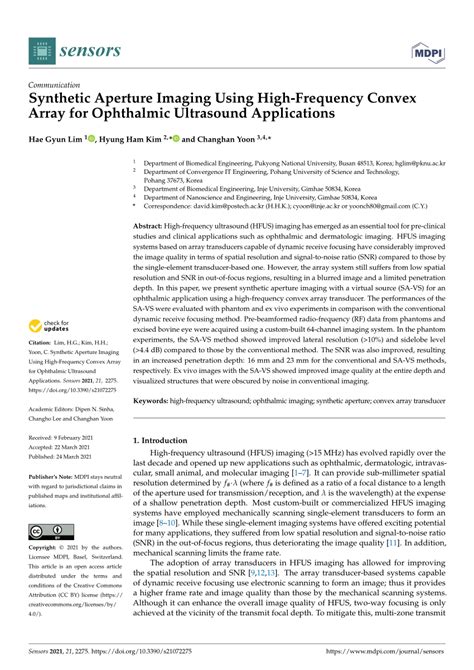 Pdf Synthetic Aperture Imaging Using High Frequency Convex Array For Ophthalmic Ultrasound