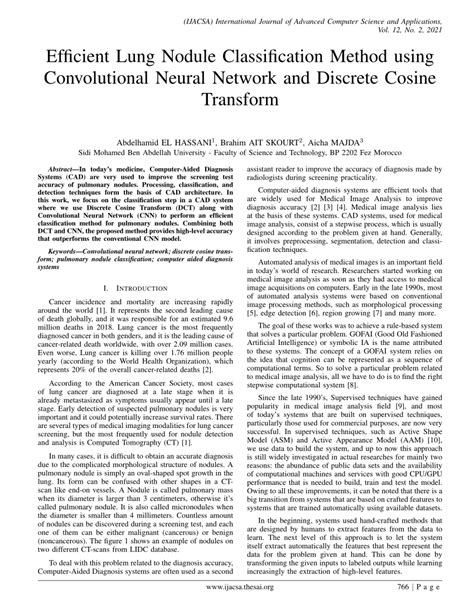 Pdf Efficient Lung Nodule Classification Method Using Convolutional Neural Network And