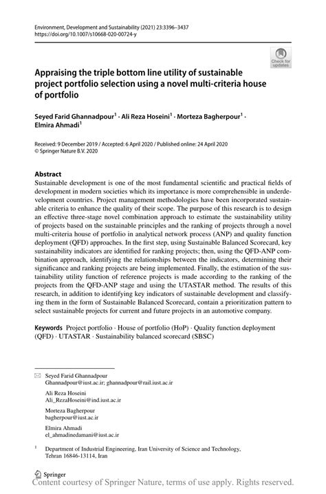 Appraising The Triple Bottom Line Utility Of Sustainable Project Portfolio Selection Using A