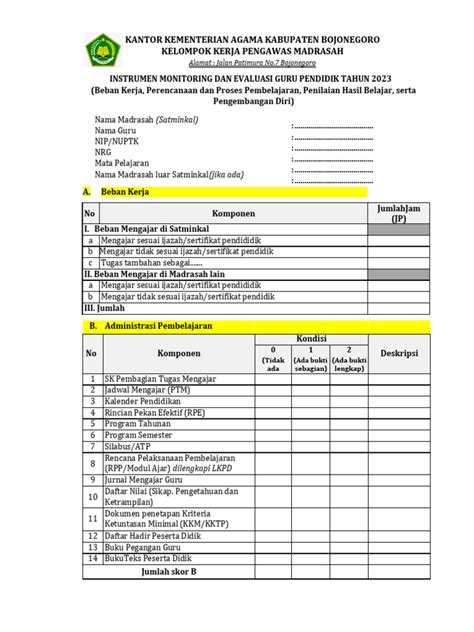 Monitoring Beban Kerja Guru 2023 Pdf