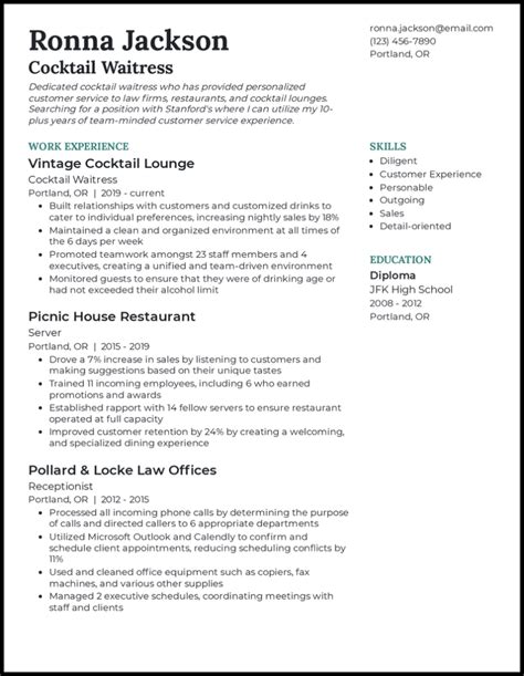 How To Write A Good Waiter Waitress CV With Examples