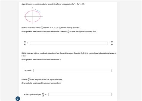 Solved A Particle Moves Counterclockwise Around The Ellipse Chegg
