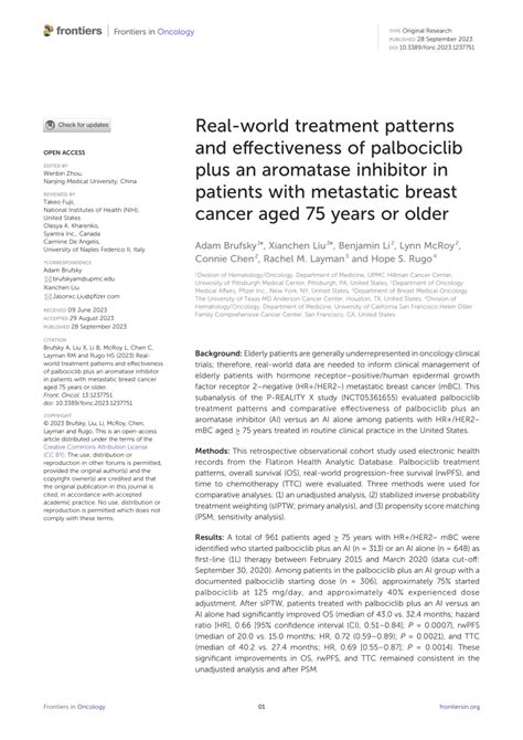 Pdf Real World Treatment Patterns And Effectiveness Of Palbociclib Plus An Aromatase Inhibitor