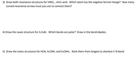 Solved Draw Both Resonance Structures For Hno3 ﻿nitric
