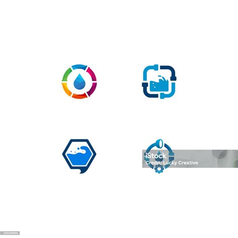 수직 서비스 로고 세트 디자인 물 기호 배관 로고 디자인 벡터템플릿 라벨에 대한 스톡 벡터 아트 및 기타 이미지 라벨 물 펌프 개념 Istock