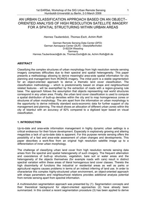 Pdf An Urban Classification Approach Based On An Object Oriented