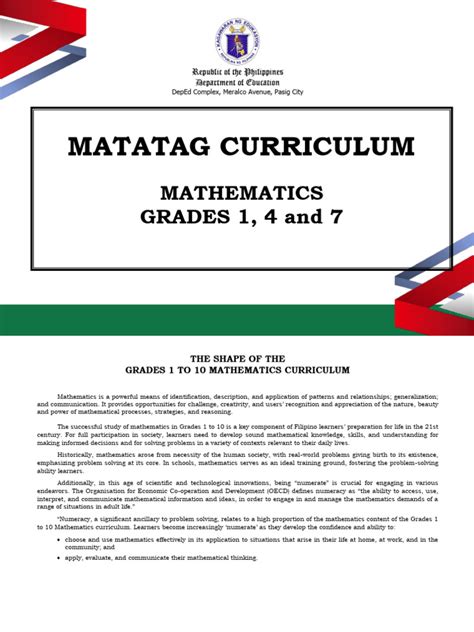 matatag mathematics cg grades1 4 and 7 pdf learning mathematics