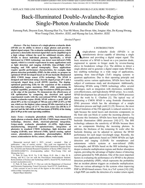 Pdf Back Illuminated Double Avalanche Region Single Photon Avalanche Diode