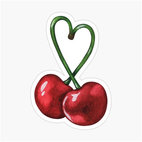 Cherry Watercolor Illustration Sticker For Sale By Trilisti Scrapbook Stickers Printable