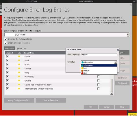 How To Configure Spotlight To Raise Sqlserver Error Log Alarms