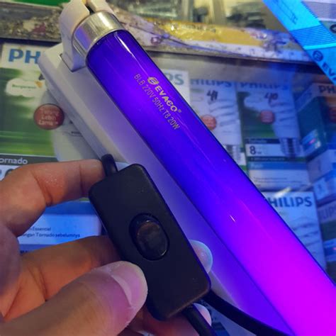 Jual Lampu UV UVA UV A T8 Ultraviolet BLB 20W 62cm KOMPLIT KABEL On Off Kab Tangerang