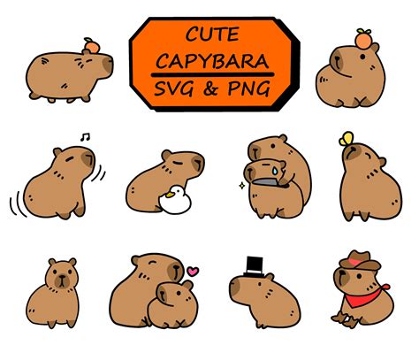Chibi Capybara Cute Capybara Png Cartoon Svg Premium Digital