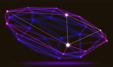 추상 3d 메쉬 모양 벡터 일러스트레이션 라인 기술 다각형 물체 동적 기술 및 과학 격자와 연결된 점 사실적인 필드 효과 3차원