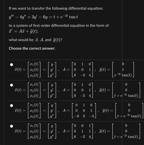 Solved If We Want To Transfer The Following Differential Chegg Com
