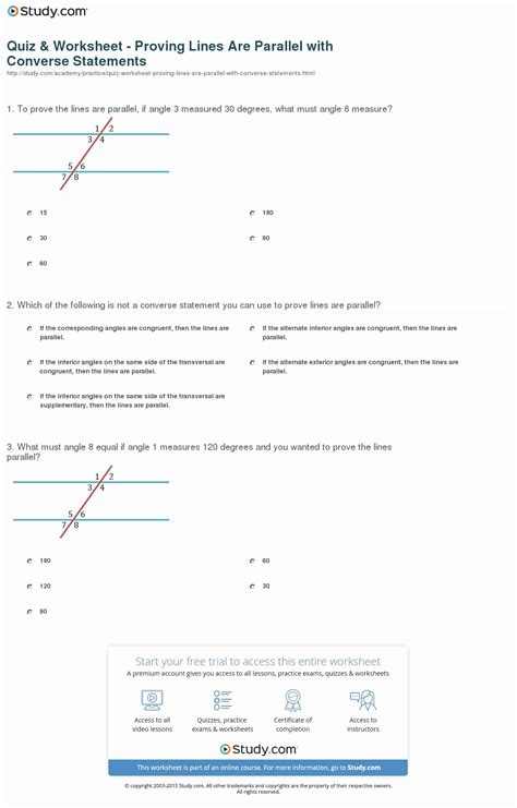Parallel Line Proofs Worksheet With Answers