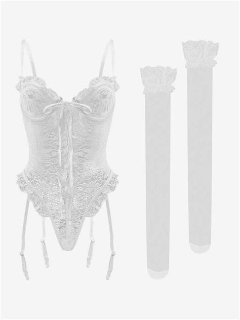White Lace Women Sexy Teddies Lingerie