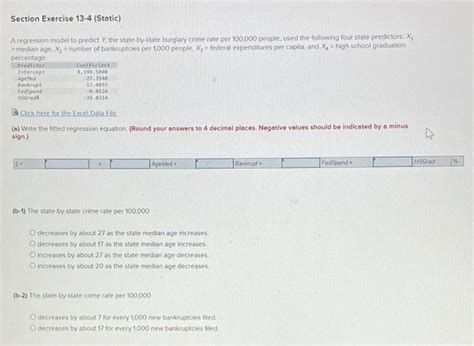 solved section exercise 13 4 static a regression model to